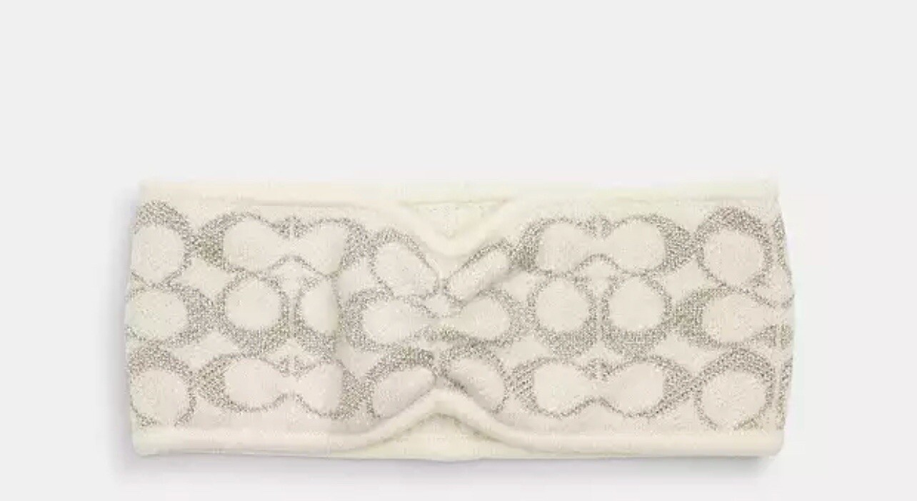 COACH SIGNATURE METALLIC KNIT HEADBAND CHALK NEW WITH TAG | eBay