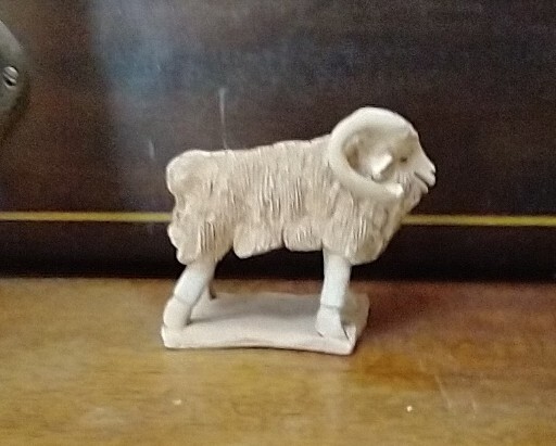 Vintage Handmade Clay Sheep Ram Folk Art Nativity Figurine Peruvian ...