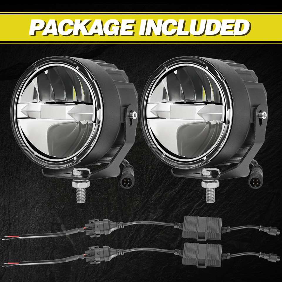 Pair 4" Round LED Fog Lights Driving Lamp Halo For Jeep Wrangler JK TJ ...