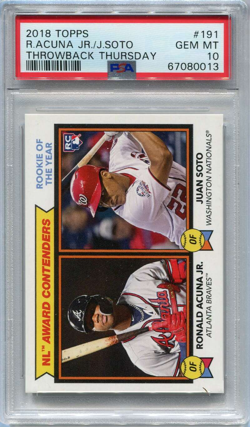 2018 Topps Throwback Thursday 191 Ronald Acuna Juan Soto Rookie PSA 10 ...