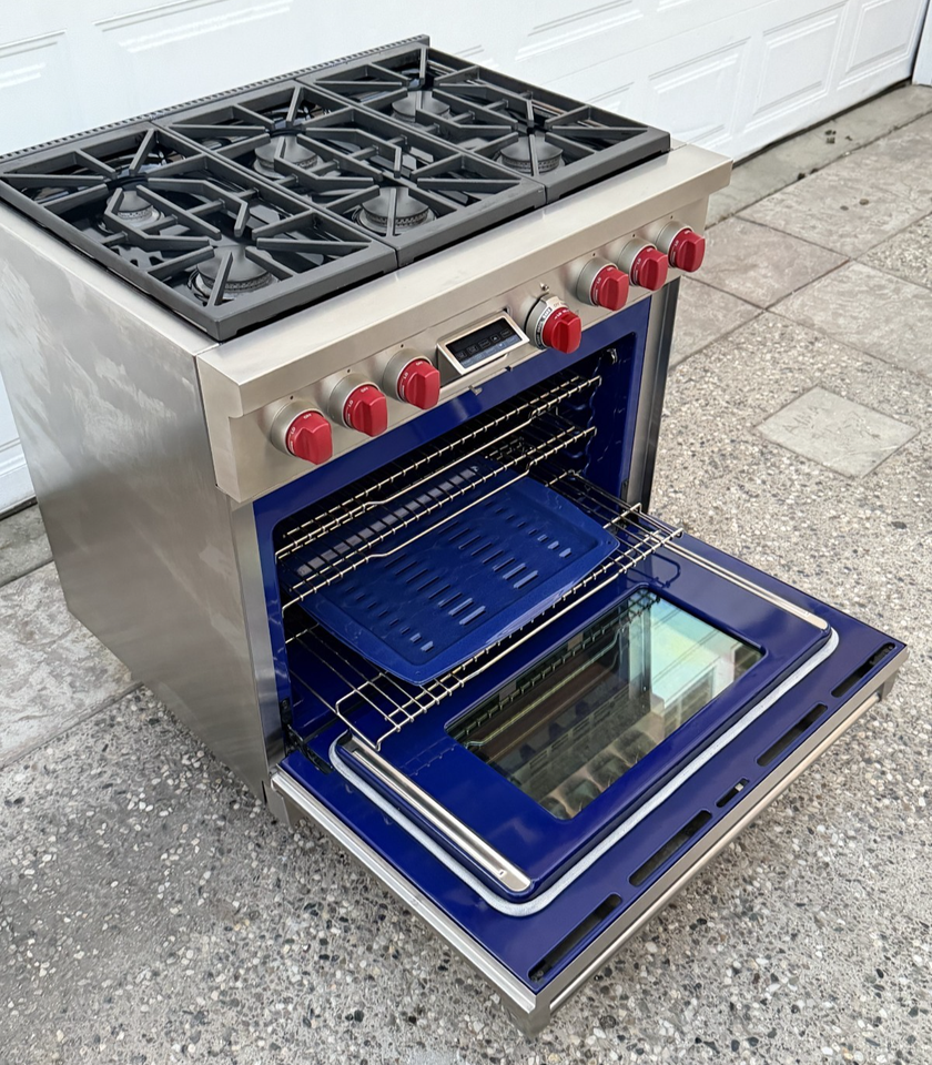 Wolf DF366 - 36" PRO Dual Fuel Range 6 Burners Stainless Red Knobs | eBay