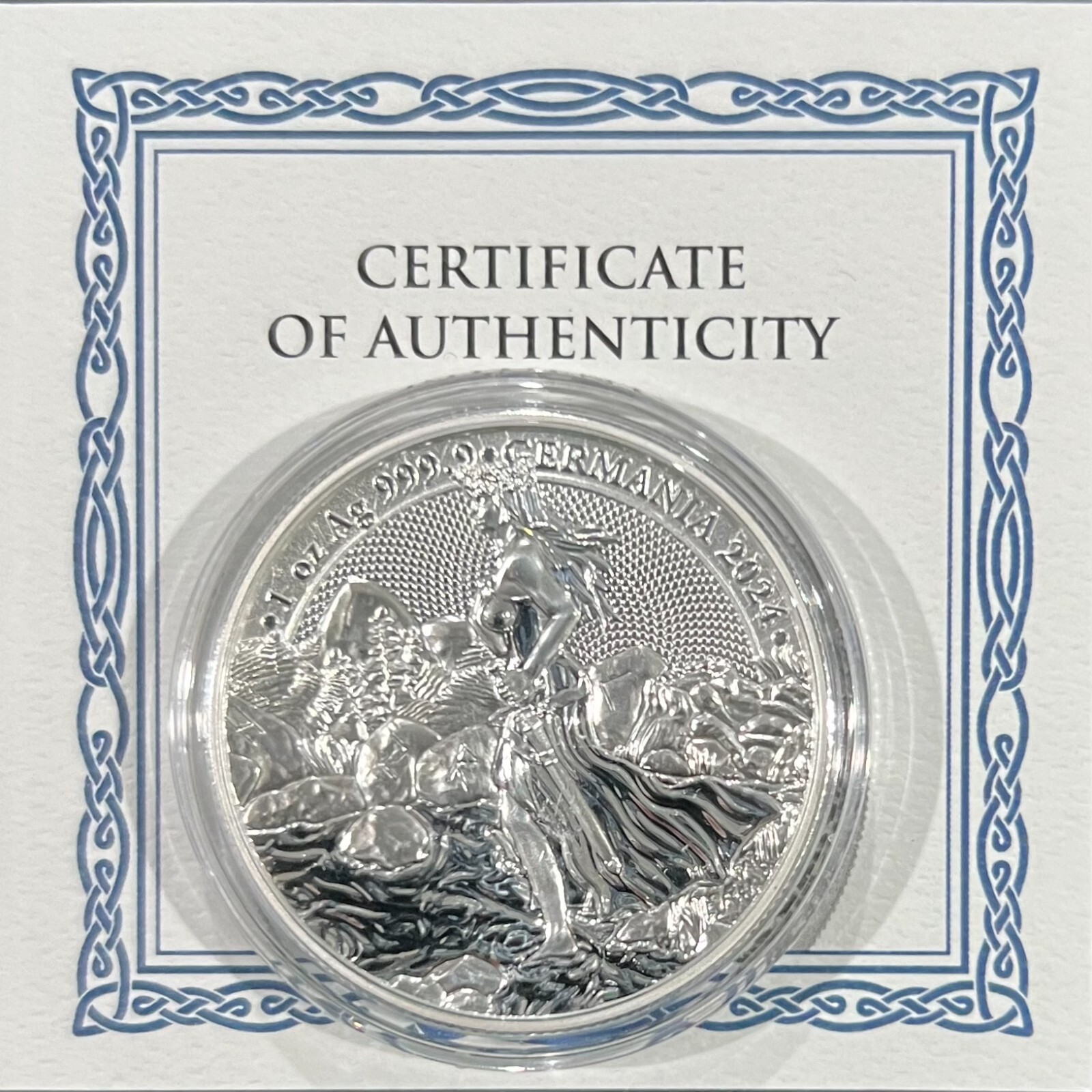 2024 LADY GERMANIA 1 oz .9999 Silver Round BU in Mint Capsule w/COA🔥📈 ...