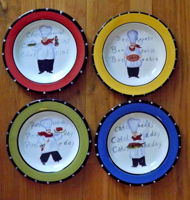 4 Jennifer Brinley Chef Salad Dessert Plates 8 1/2" MINT Certified ...