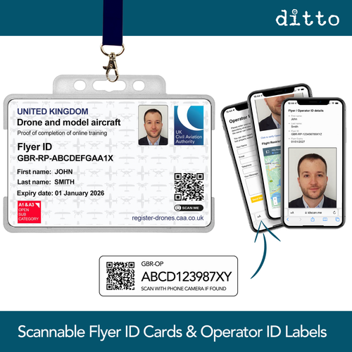 Drone Stickers Drone ID Card - CAA Flyer ID Card + Operator Stickers ...