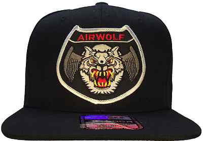 Airwolf Air Wolf Hat Black Ball Cap Flat Brim OG SNAPBACK | eBay