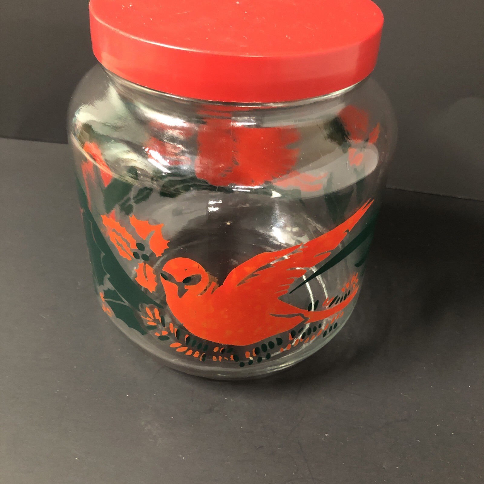 Vintage AGC Red Birds Clear Glass Canister Jar Screw Lid A-65 | eBay