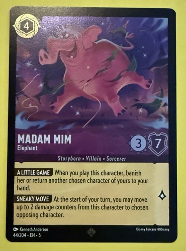 Lorcana ~ Madam Mim Elephant 44/204 ~ Shimmering Skies ~ Super Rare ...