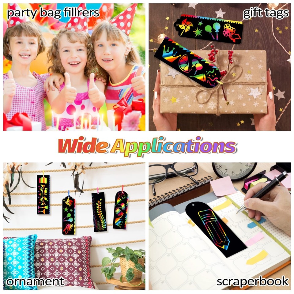 Bookmarks for Children, 68 Pack Scratch Art Bookmarks, Kids Bookmark ...