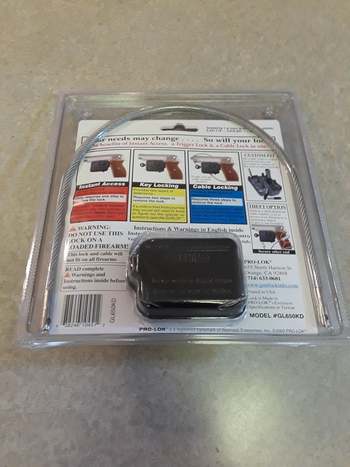 Pro-Lock Gun Lock Trigger and Cable Lock GL650KD Gun Safety Cali ...