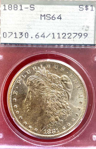 PCGS MS-64 OGH OLD RATTLER HOLDER! 1881-S MORGAN DOLLAR | eBay