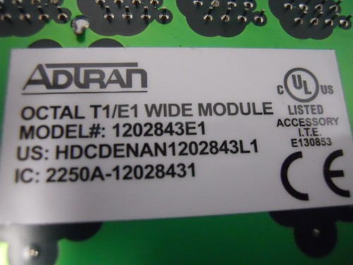 Adtran Netvanta Octal T1/E1 Wide Module 1202843E1 4305 4430 5305 Black ...