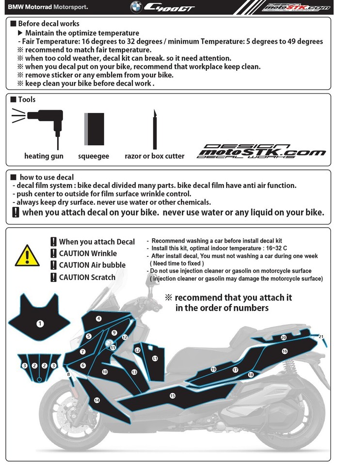 BMW C400GT motorcycle stickers decals blue lightning graphics set | eBay