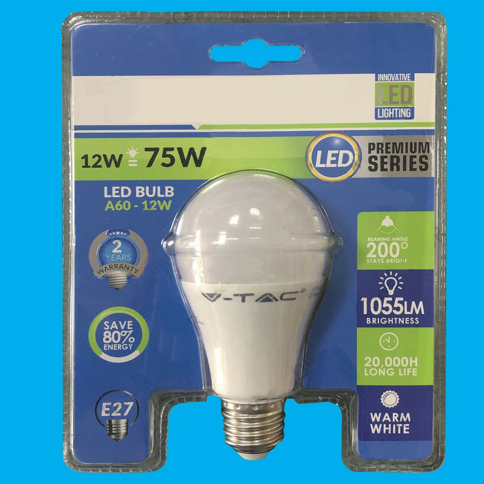 10x 12W (=75W) LED A60 GLS Low Energy Instant On Light Bulb ES E27 Lamp ...