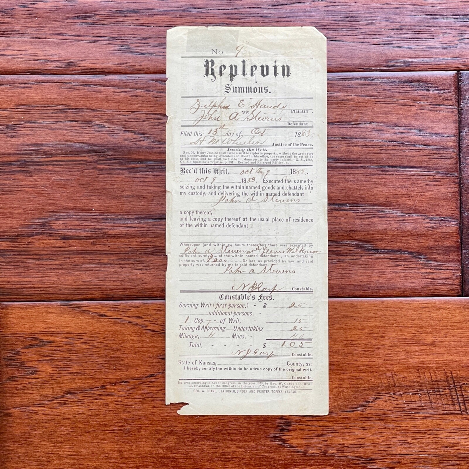 NEWTON EARP * PSA * Western Lawman AUTOGRAPH Sheriff's Writ SIGNED ...