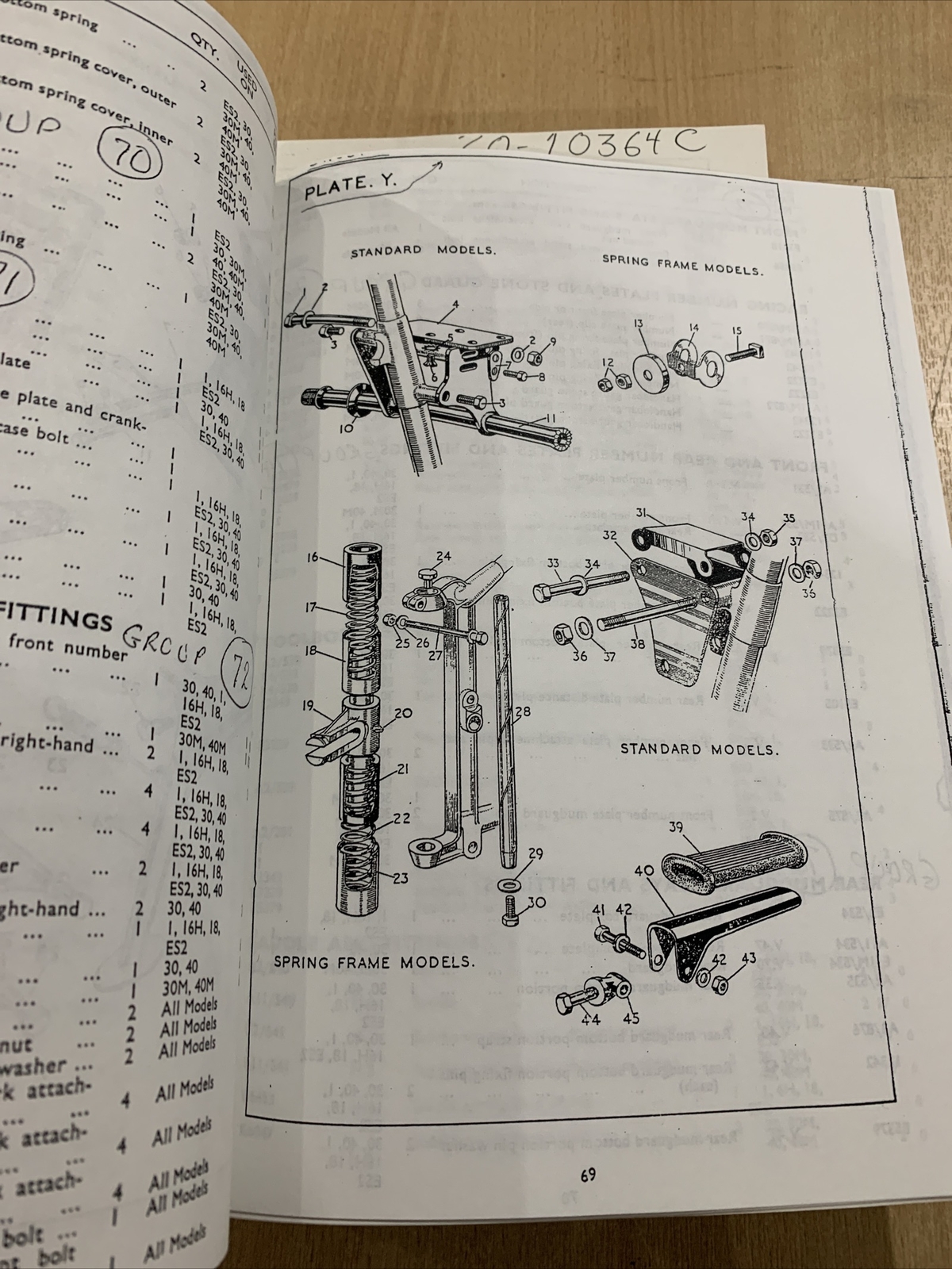 norton spare parts list model 1 16h es2 30 50 30m 40m 1950 20-10364c ...