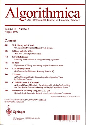 Algorithmica International Journal in Computer Science August 1997 Metrical Task | eBay