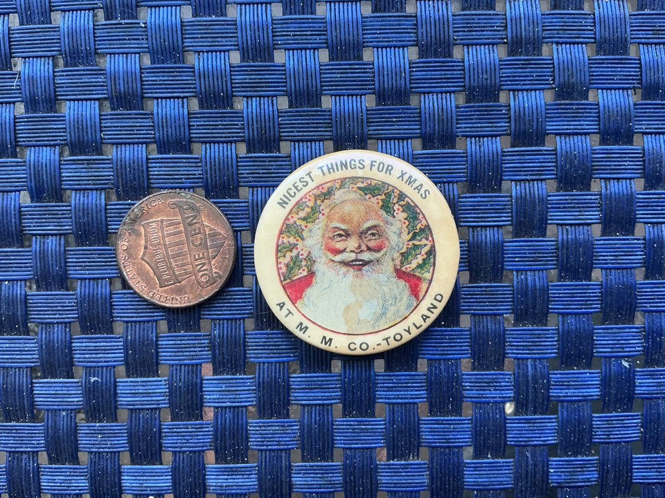 Early Rarity Santa Christmas Celluloid Advertising Pinback Button W ...