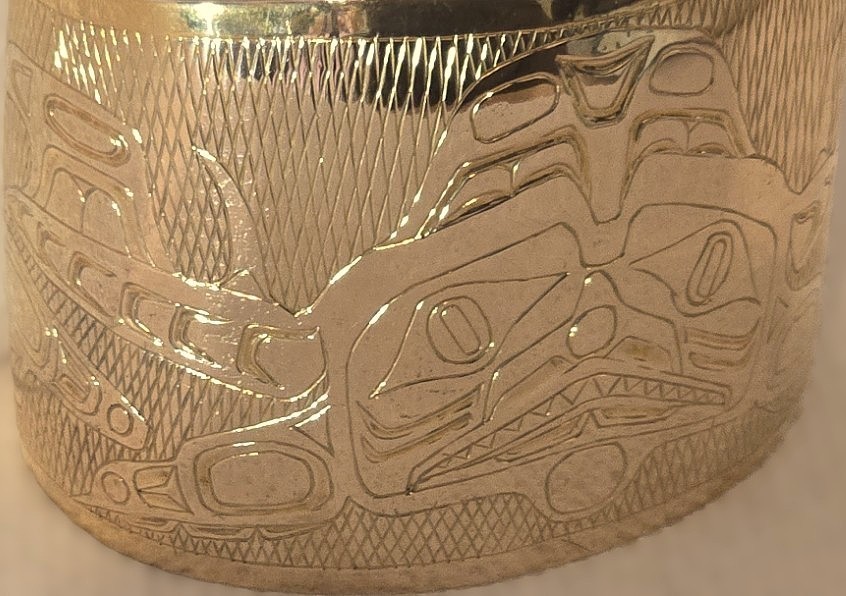 Vintage 1987 10-14kt Gold Cuff Bracelet Tlingit Artist Gene Chilton 2 ...