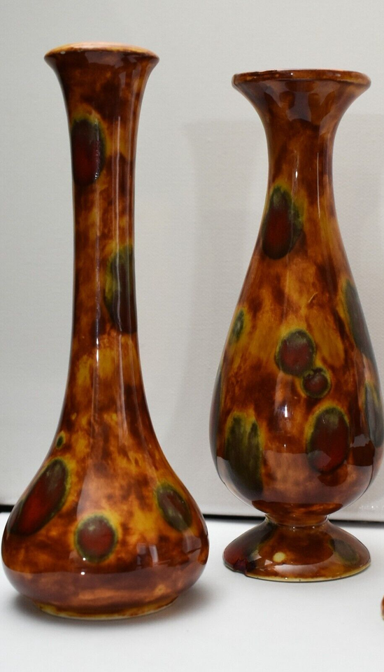 Midcentury 1960s Art Pottery Rust Orange Brown Red Gold Drip Flame Vase ...