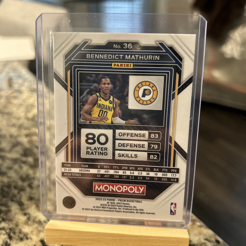 2022 Panini Prizm Monopoly #36 Benedict Mathurin Rookie Card RC | eBay