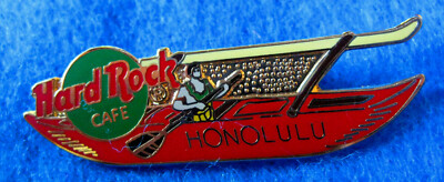 HONOLULU HAWAIIAN ISLANDER RED OUTRIGGER CANOE GREEN LOGO Hard Rock ...
