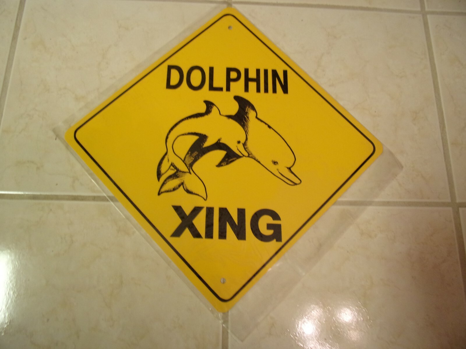 DOLPHIN XING Aluminum Novelty Amber Sign 17" X 17" DIAGONAL SIGN ...
