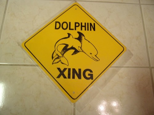 DOLPHIN XING Aluminum Novelty Amber Sign 17" X 17" DIAGONAL SIGN ...