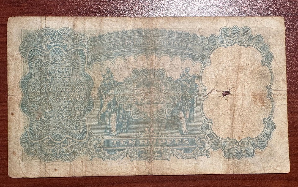 1937 KG VI British India 10 Rupees P-19a Side Face JB Taylor Sign ...