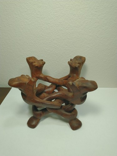 Hand Carved Interlocking Wooden Stand. Circle of Life Camels' Heads. | eBay
