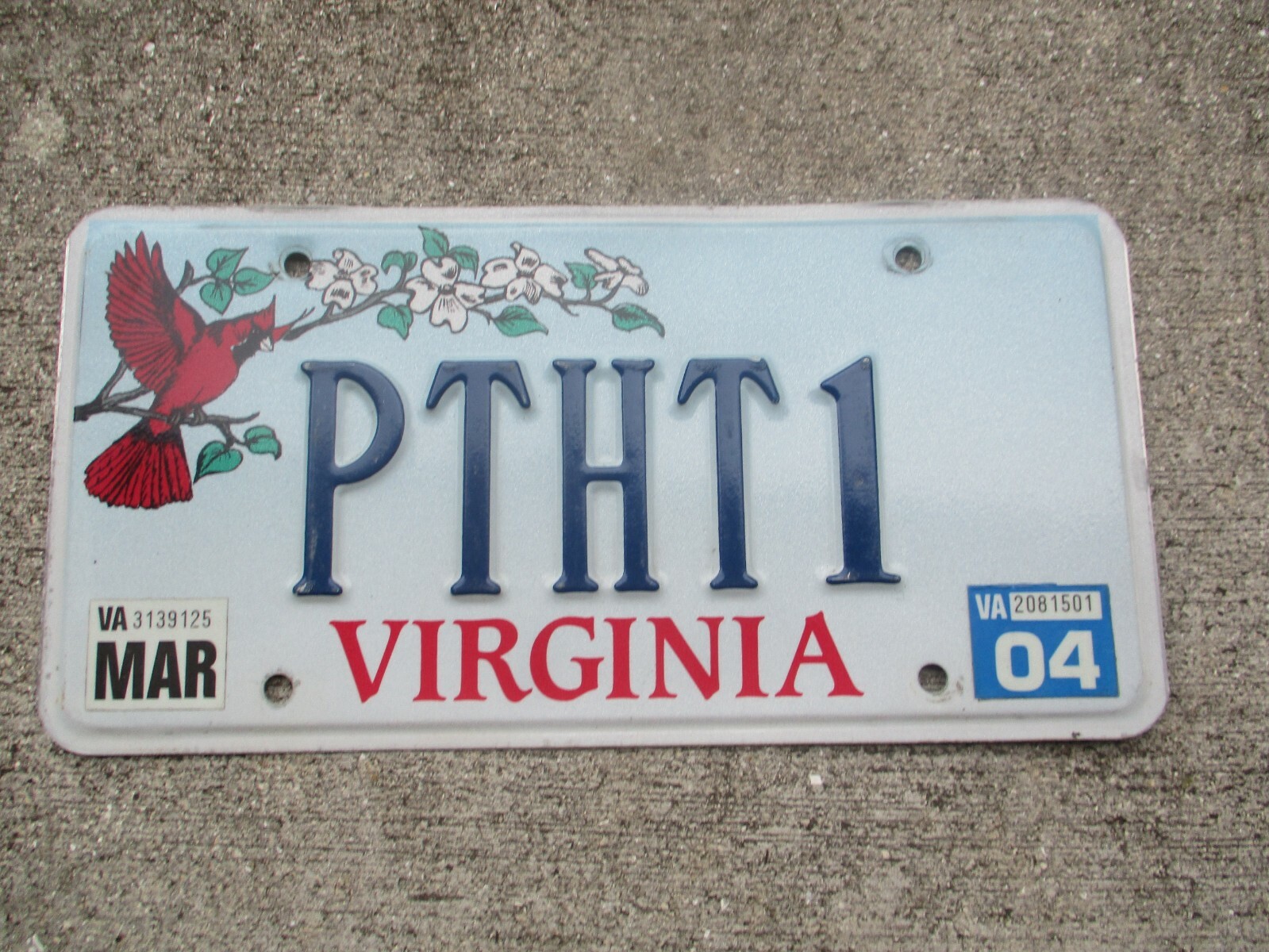 Virginia 2004 Cardinal license plate # PTHT 1 | eBay