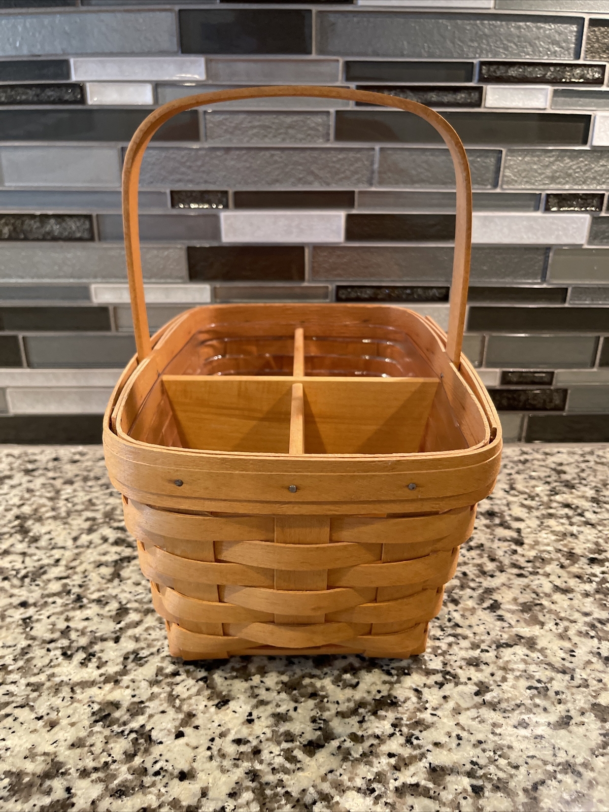 LONGABERGER SPRING BASKET 1997 w/Wood Craft 4 Way Divider & Protector ...