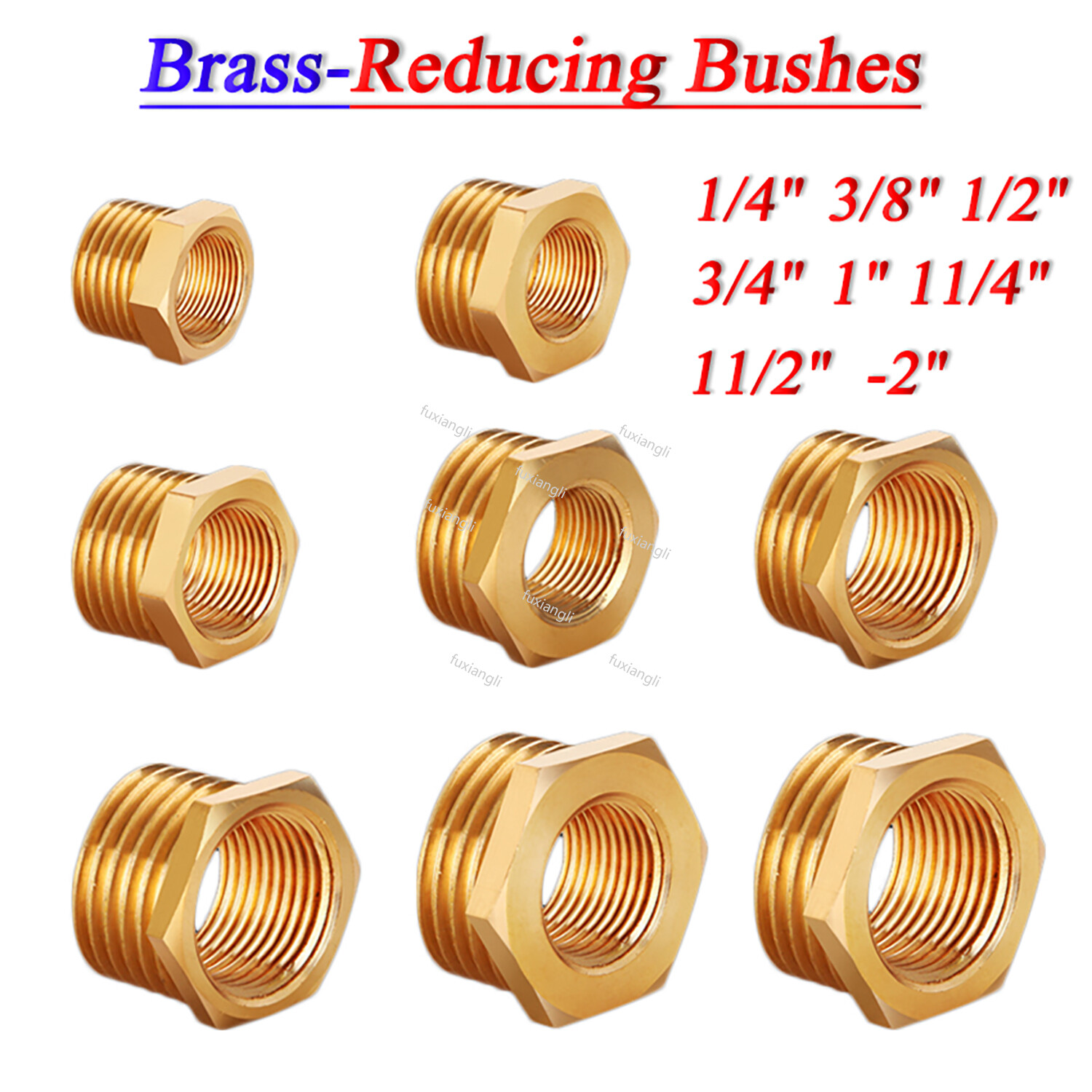 Brass Reducing Bushes Reducer BSP 1/4" -2" Male To Female Adapters ...
