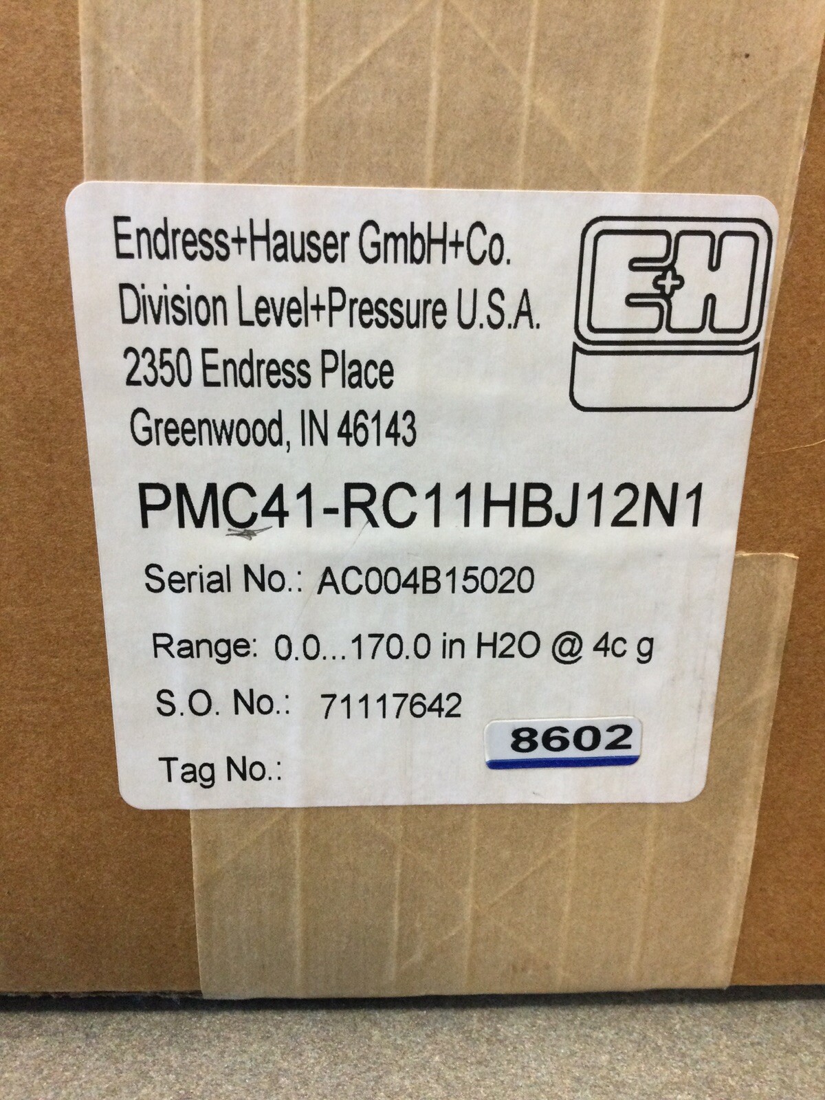 PMC41-RC11HBJ12N1 Endress+Hauser Pressure Transmitter Alloy C NOS- New ...