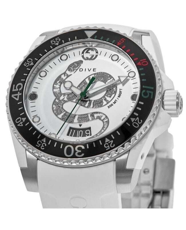 Gucci NEW Men's Dive White Swiss Quartz Snake Watch, Sapphire Crystal YA136330 | eBay