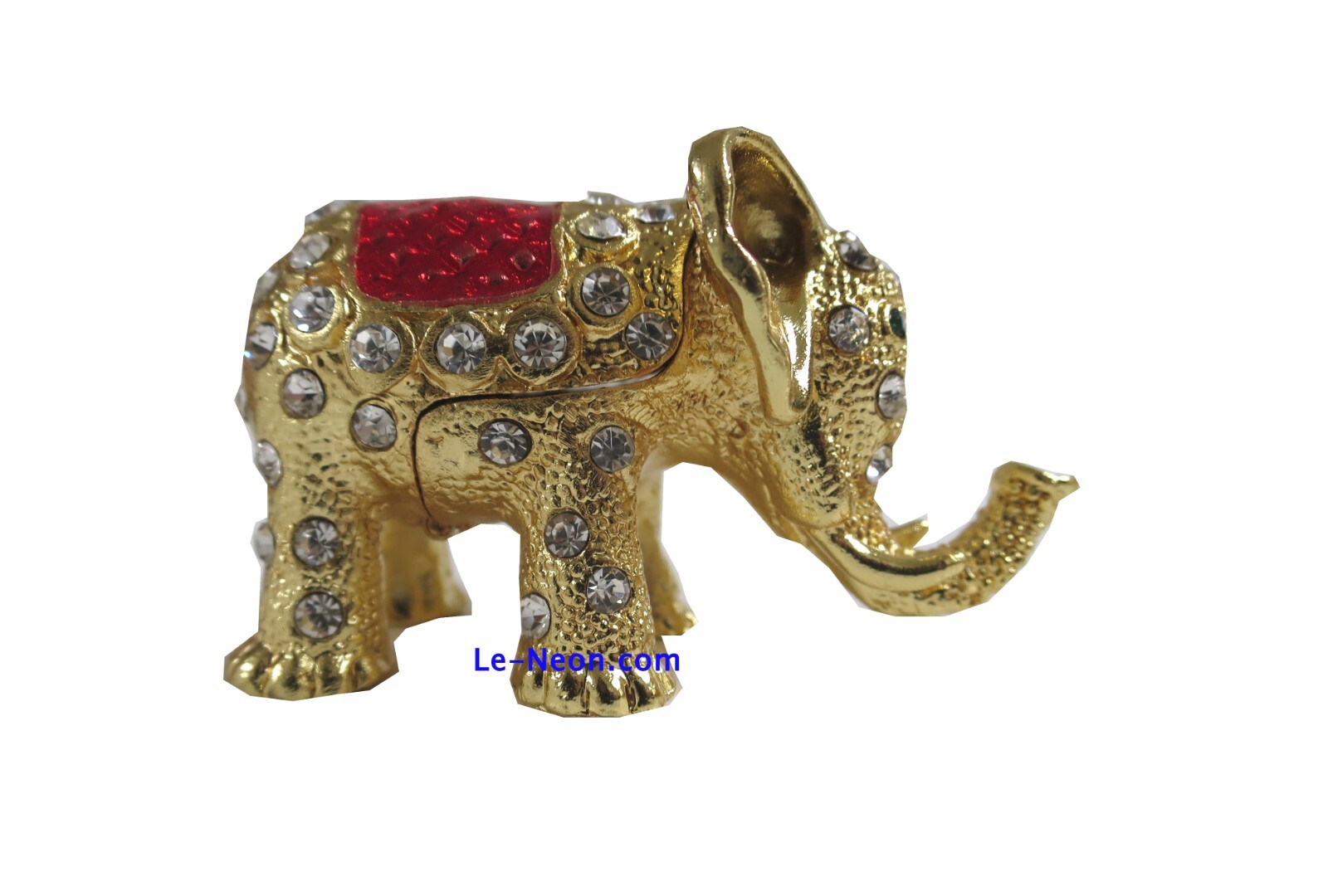 Bejeweled Small Gold Elephant Hinged Metal Enameled Rhinestone Trinket ...