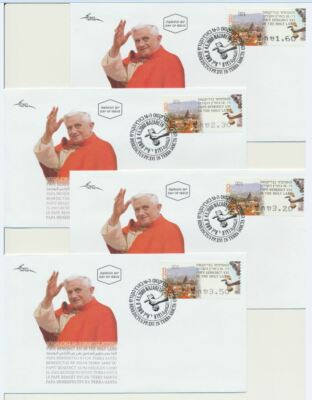 Israel Pope Benedict XVI in the Holy Land ATM Labels 2009 Full Set on 8 ...