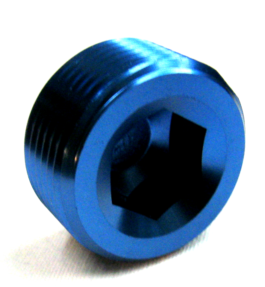 Pipe Plug 1" NPT ALuminum w/recessed allan head 1 pc blue anodized ...