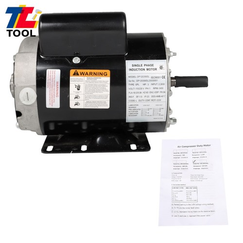 Electric Motor 115-230Volt 3HP 3450 RPM Compressor Duty 56 Frame 1Phase ...
