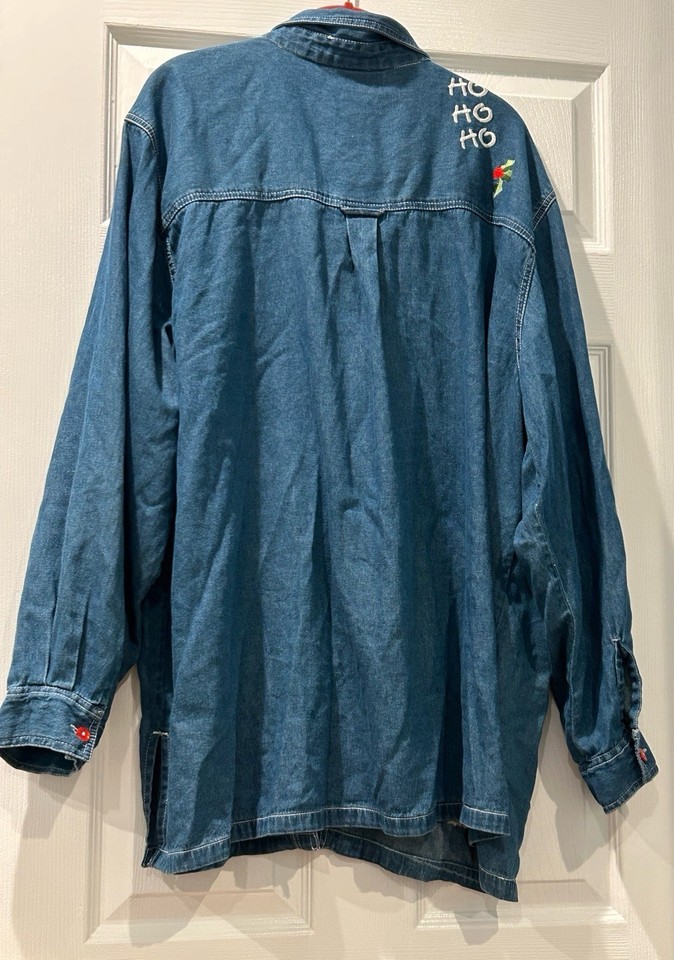 JMS Women's Christmas Holiday Denim Shirt Size 3X Blue | eBay
