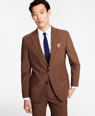 Bar III Suit Brown Slim Fit Plaid, Wool Blend, 36R | eBay