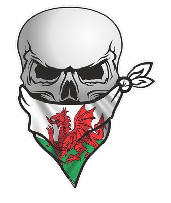 LARGE Skull With Face BANDANA & Welsh Dragon Wales CYMRU Flag car ...