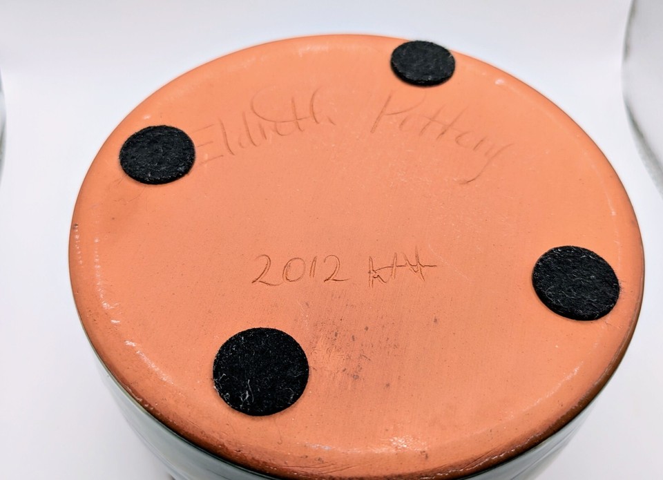 Eldreth Redware Pottery Crock No Lid 4.5" Tall 5" Across Winter Scene ...