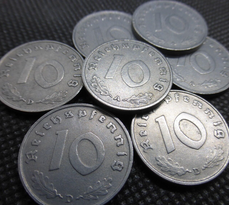 Nazi Germany Pre and Post WW2 Rare Coin Set 10 Reichspfennig Third ...