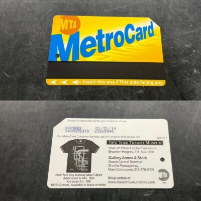 NEW YORK CITY MTA EXPIRED 2014 Subway METRO CARD "MUSEUM---SHIRT" USED ...