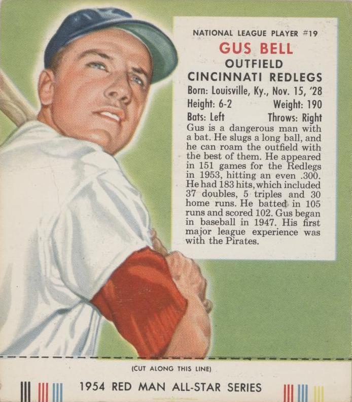 1954 Red Man Tobacco All-Star Team - Gus Bell #19 for sale | eBay
