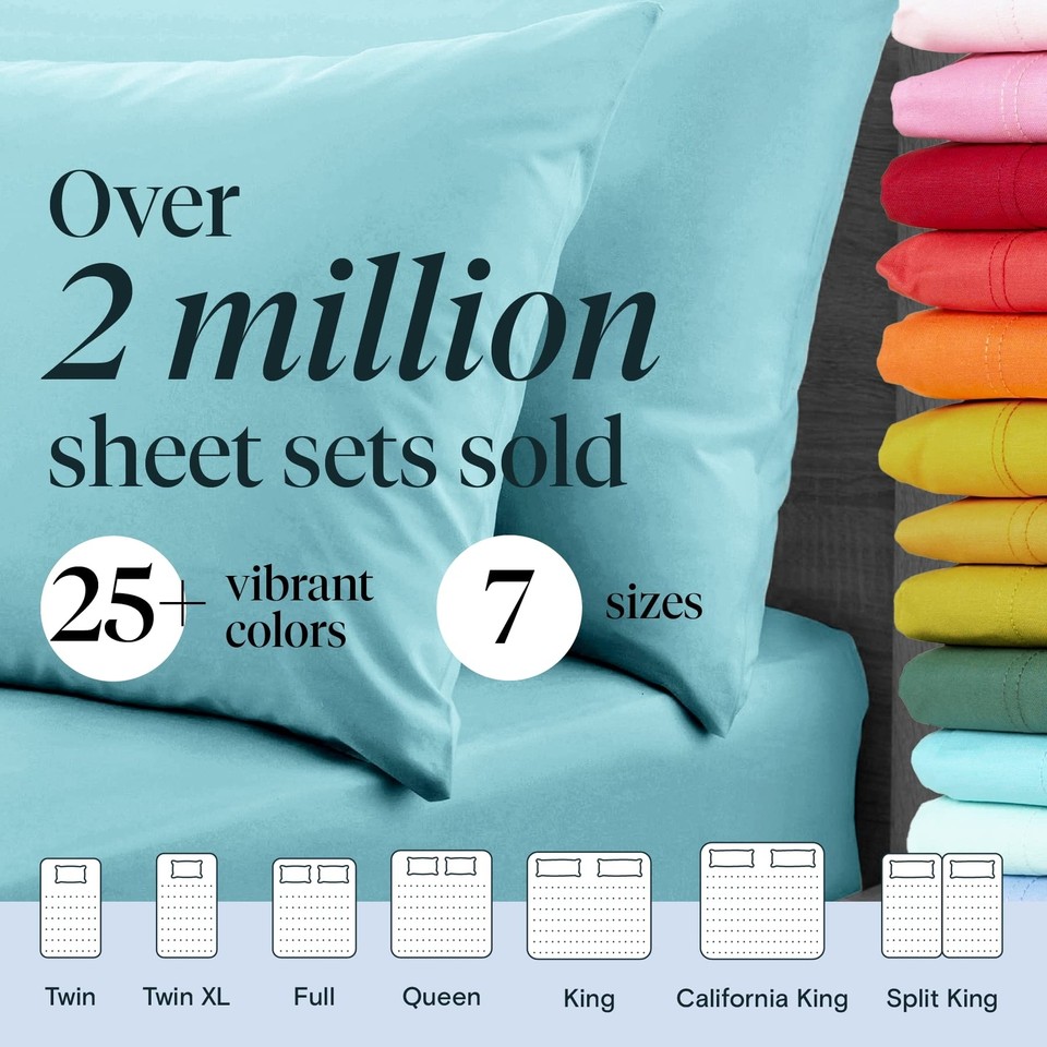 LuxClub 4 PC Sheet Bed Sheets Deep Pockets 18" Eco Friendly Wrinkle ...