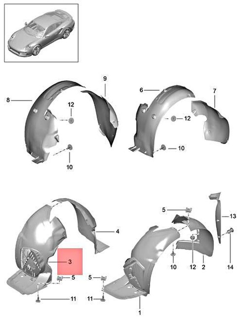 Genuine Porsche 991 Gt2 Wheel Housing Liner Right Front 99150450207 for ...