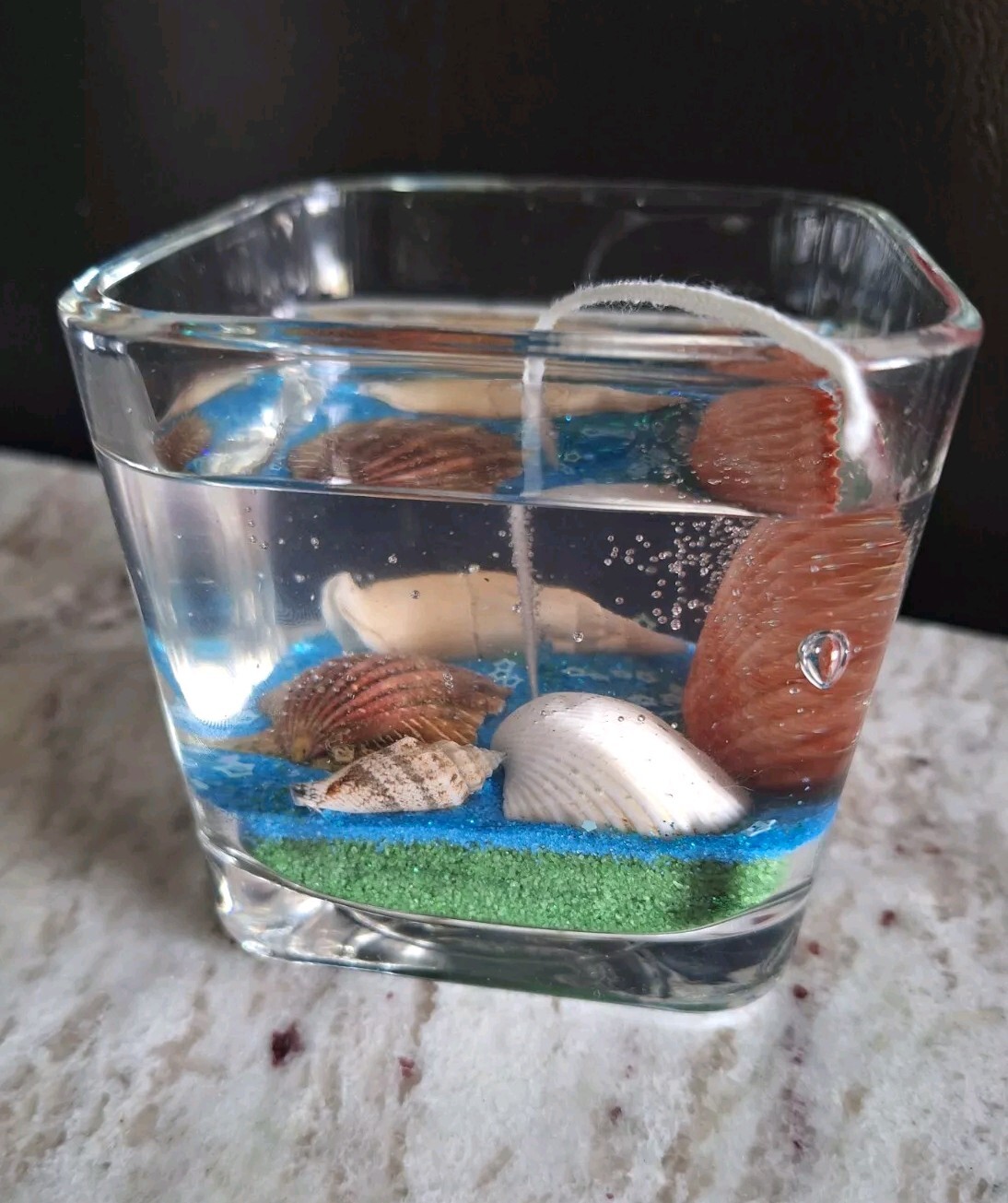 Real Ocean Seashell Gel Wax Candle, Beach Coastal Seashells Scented Jar ...