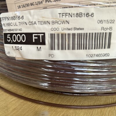 5000 Ft TFFN18b16-6 Roll Of Wire. Gasoline And Oil Resistant 600 Volt ...