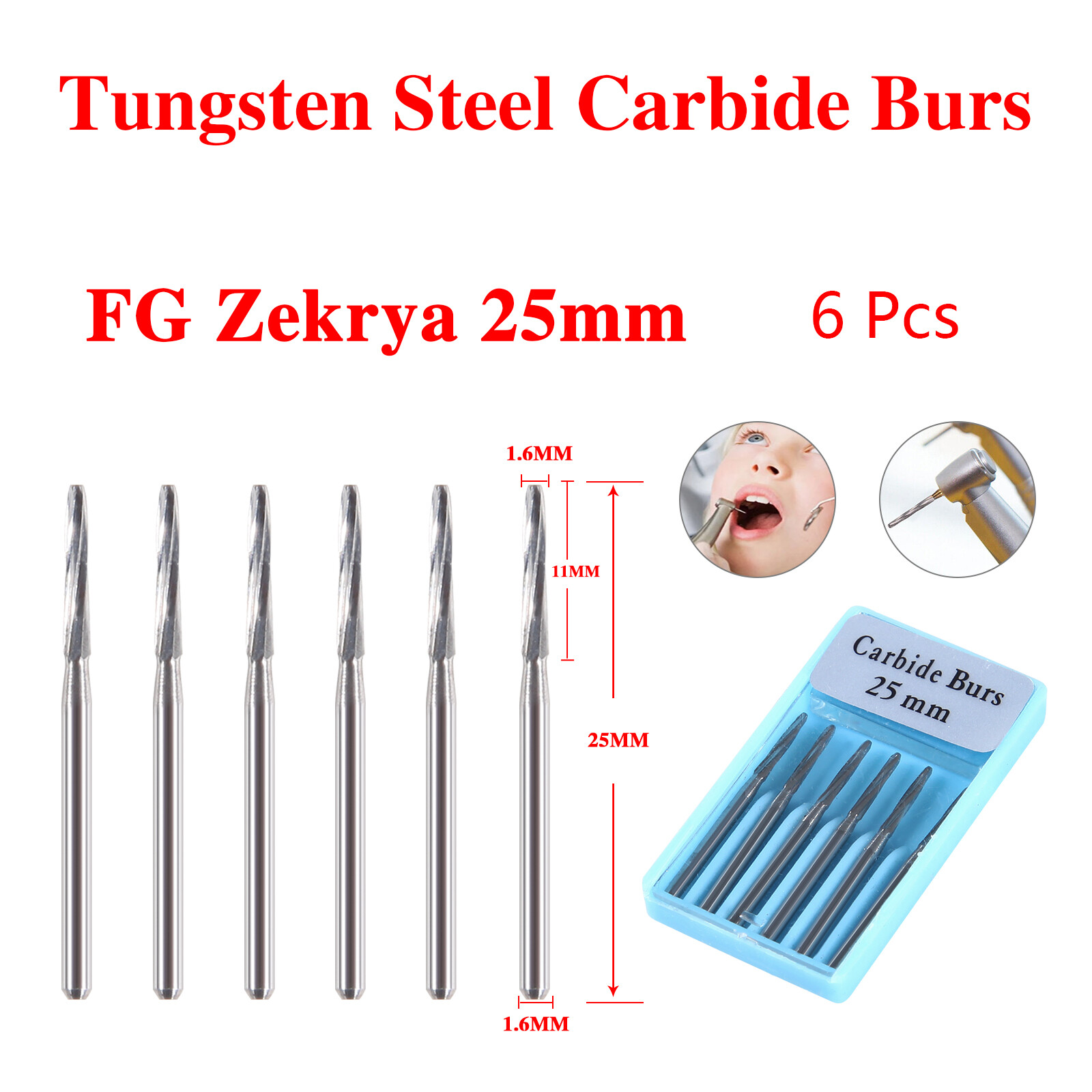 Dental Tungsten Steel Carbide Crown Metal Cutting Burs For High Speed ...
